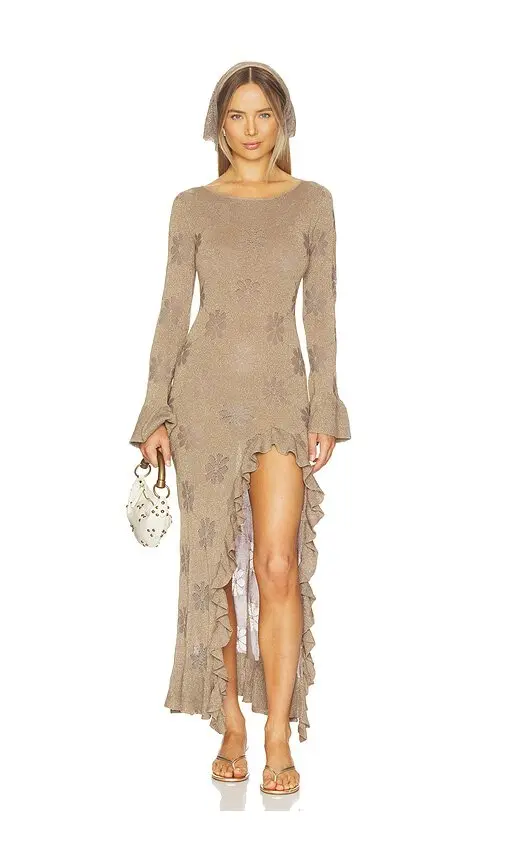 ASTA RESORT X Rafaella Split Dress In Metallic Bronze - Cedar