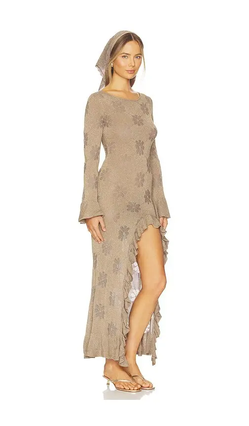 ASTA RESORT Rafaella Split Dress In Metallic Bronze - Cedar