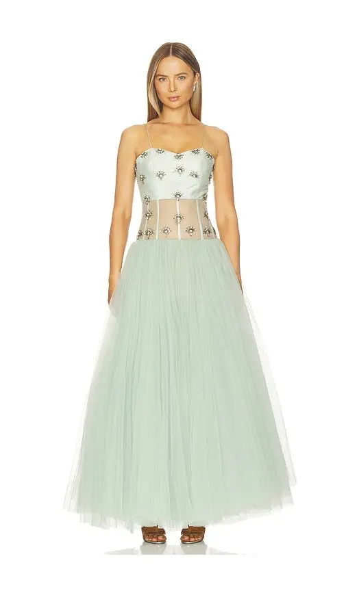 LA FUORI Gown In Sage - Serene Glacier