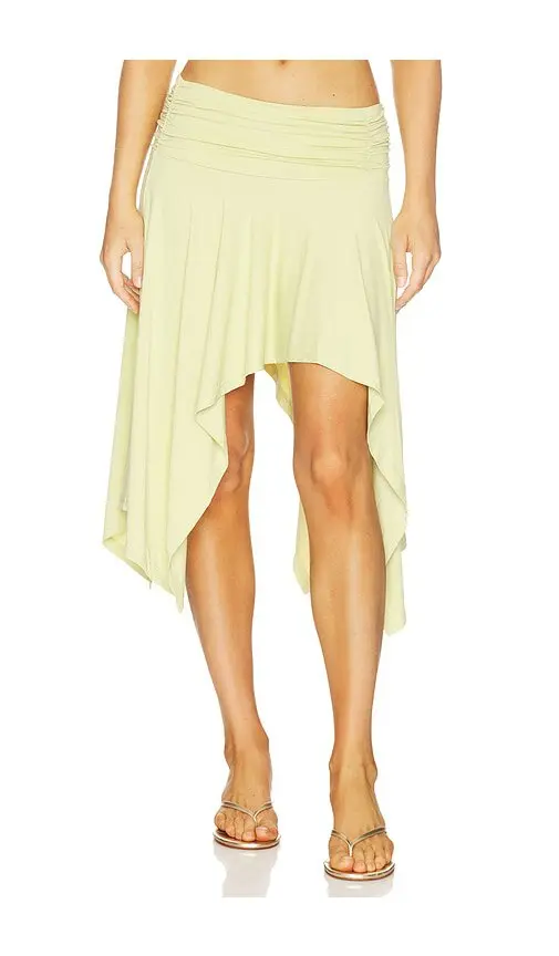 MADISON THE LABEL Asymmetric Hem Skirt - Citrus