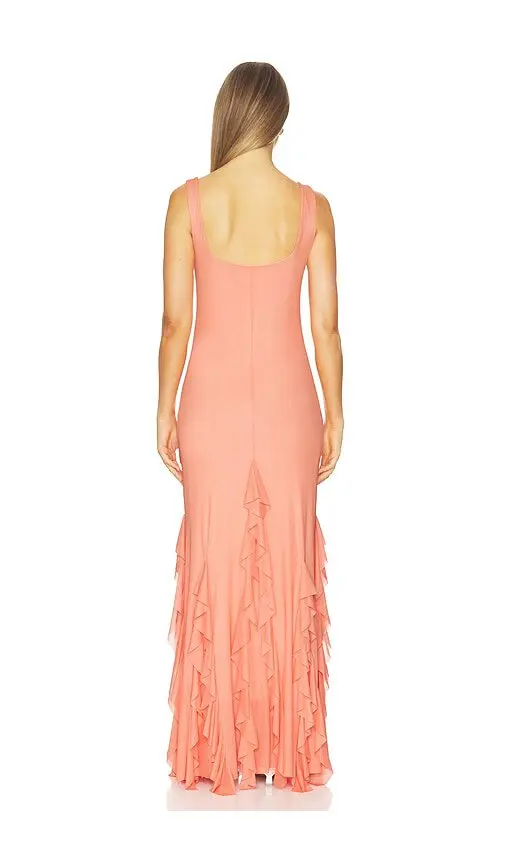ESPECIA Radiant Peach Ruffled Maxi Dress