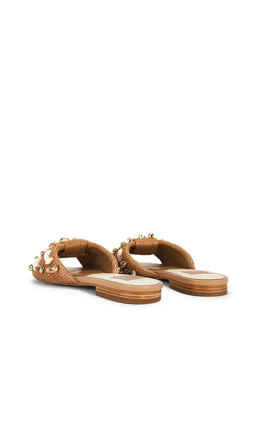 Dolce Vita Lizza Embellished Raffia Sandal - Toffee