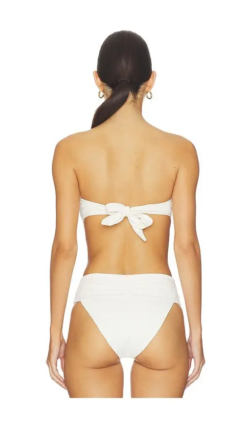 L*Space Jasper Top Ribbed Swimwear With Back Tie Closure - Cream
