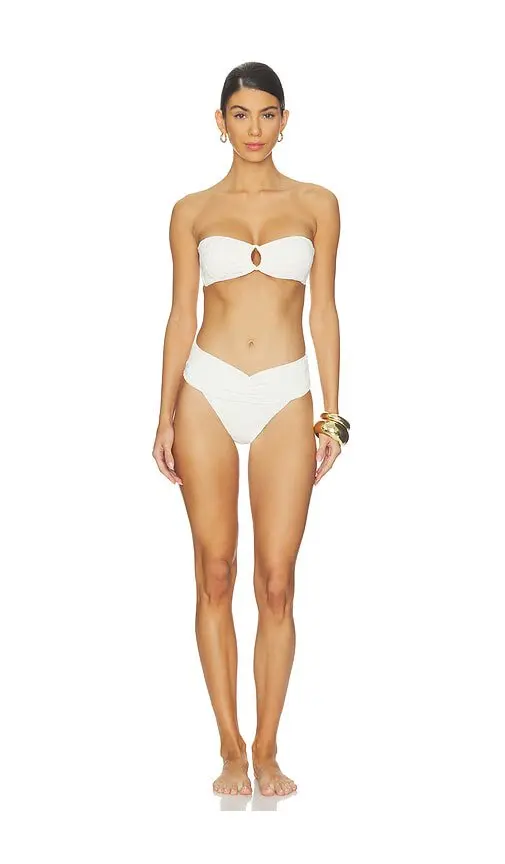 L*Space Jasper Top Ribbed Swimwear With Back Tie Closure - Cream