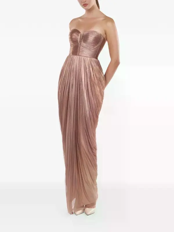 ARAFTU Pleated Metallic-finish Dress