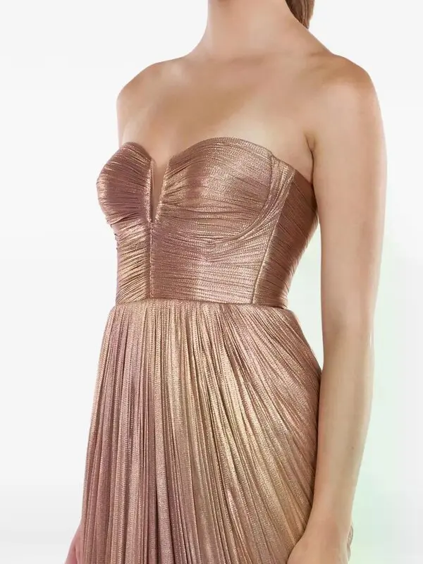 ARAFTU Pleated Metallic-finish Dress