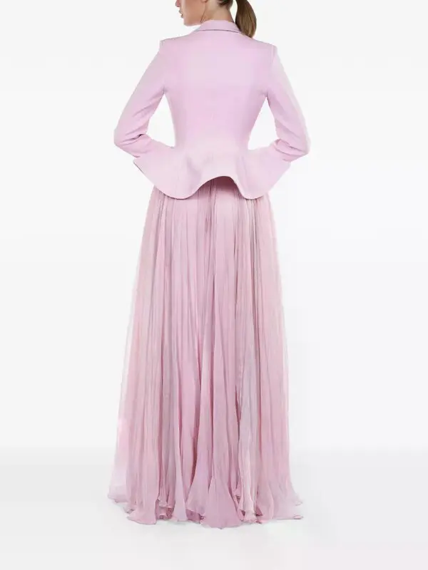 ARAFTU Arafatu Pleated Peplum Blazer And Maxi Skirt Set - Pink