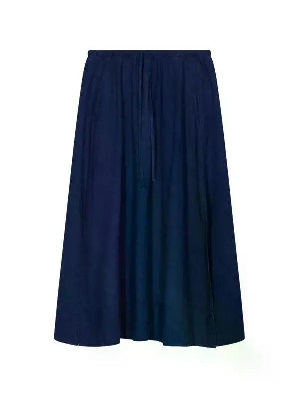 Closed Gathered Slit Maxi Skirt - Blue