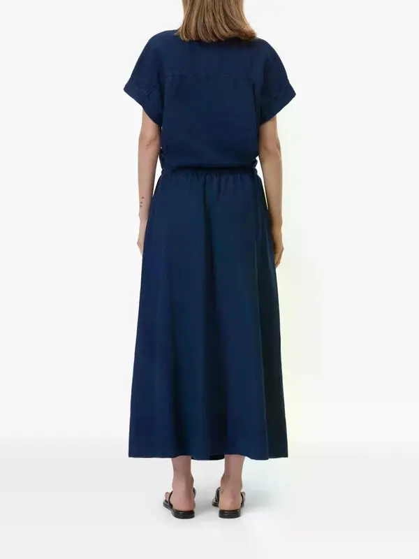 Closed Gathered Slit Maxi Skirt - Blue