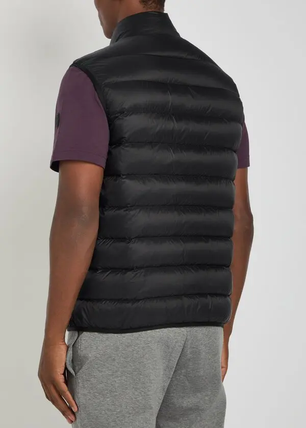 Moncler Quilted Shell Gilet With Logo Appliqu - Black