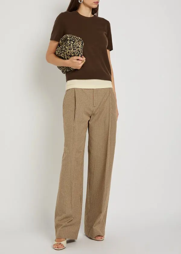 Vince Camille Checked Wide-leg Trousers
