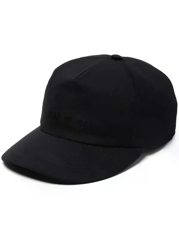Fear Of God Logo Print Cotton Baseball Cap - Black