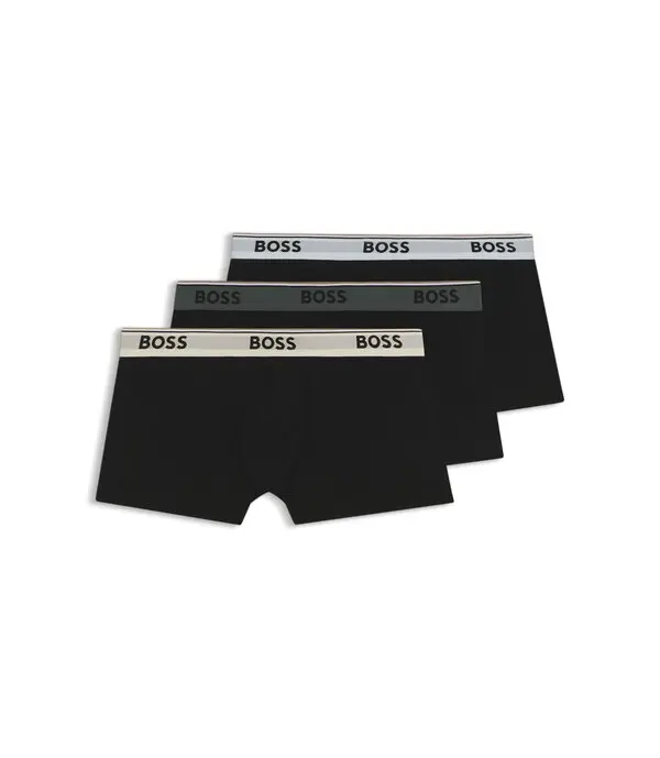 BOSS Three-pack Of Logo-waistband Trunks In Stretch Cotton - Patterned