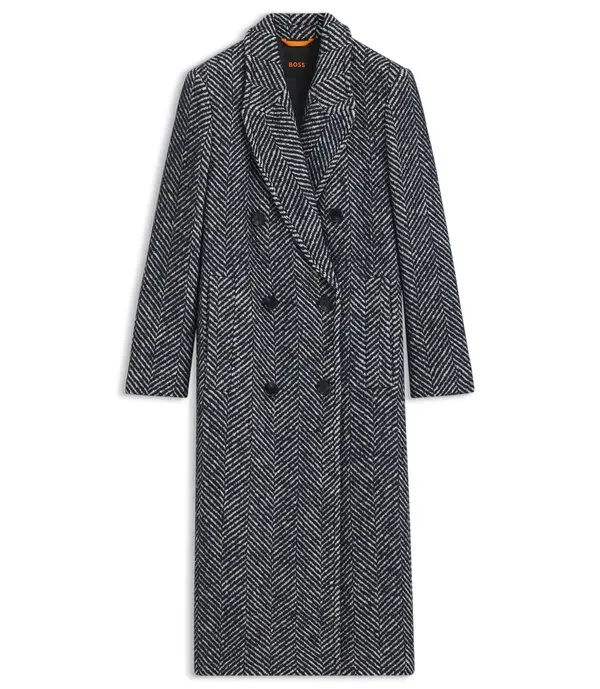 BOSS Macro-herringbone Double-breasted Coat
