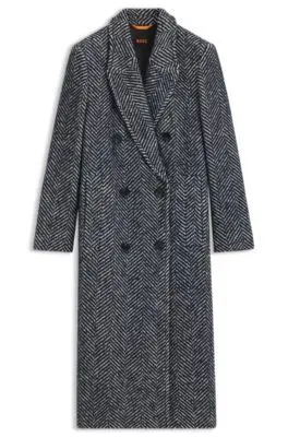 BOSS Macro-herringbone Double-breasted Coat