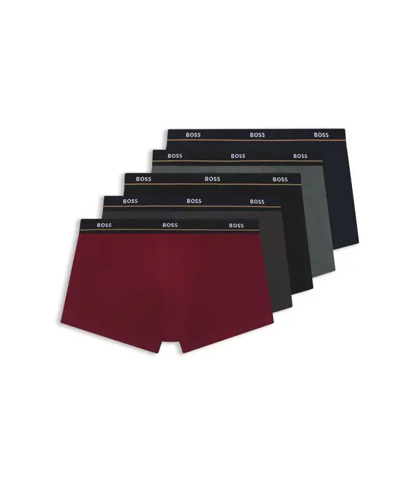 BOSS Five-pack Of Stretch-cotton Trunks With Logo Waistbands - Patterned