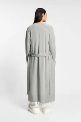 BOSS Long Melange-cashmere Cardigan With Belt