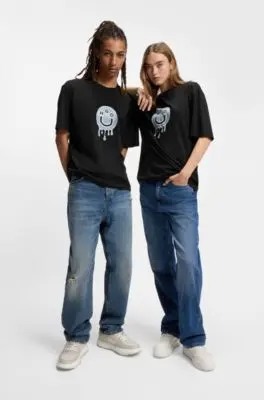 Hugo Logo-artwork T-shirt In Cotton Jersey