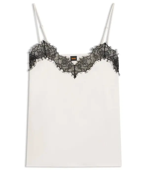 BOSS Lace-detail Satin Camisole - White