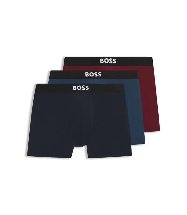 BOSS Three-pack Of Boxer Briefs In Stretch Cotton - Patterned