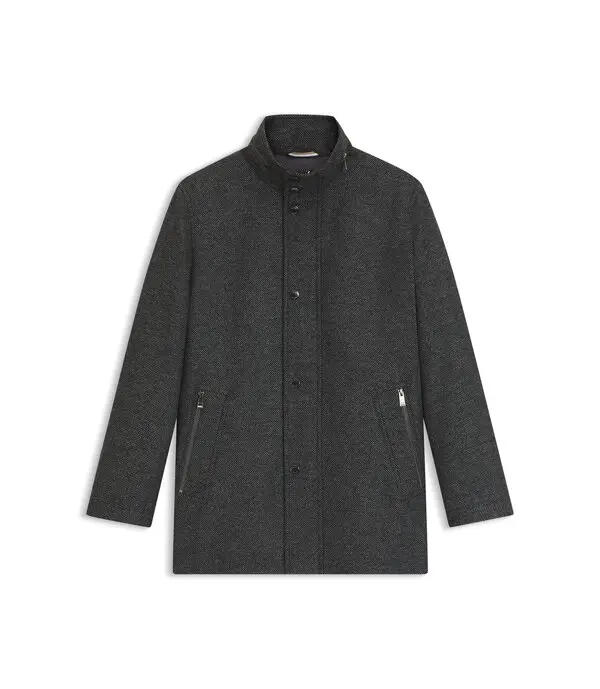 BOSS Patterned Wool-blend Coat With Packable Hood