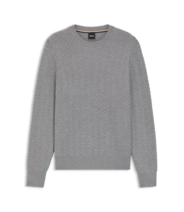 BOSS Herringbone Virgin Wool Sweater