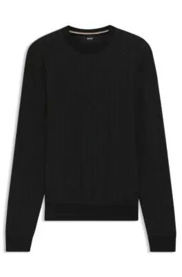 BOSS Herringbone Patterned Sweater - Black