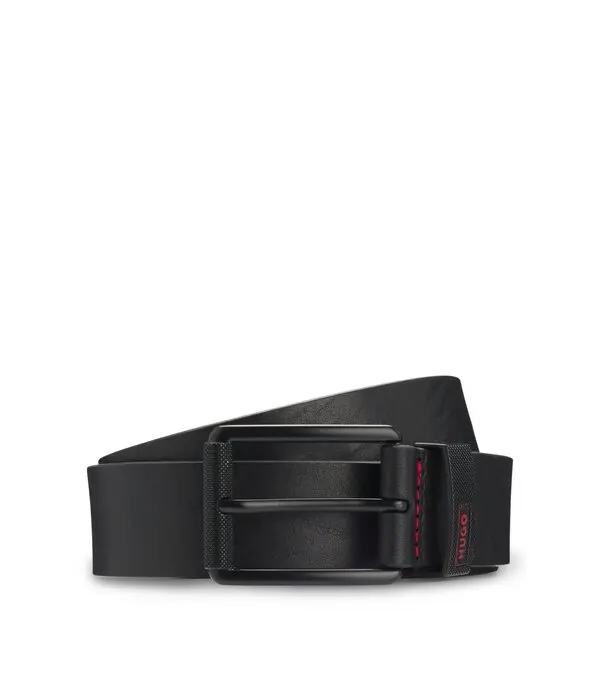 Hugo Pin-buckle Buffalo Leather Belt - Black