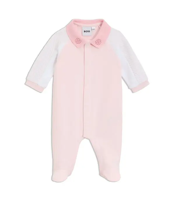 BOSS Baby Sleepsuit In Cotton-blend Jersey And Terry - Light Pink