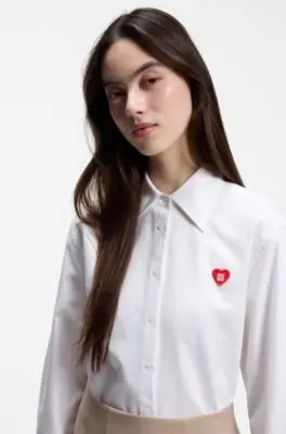 Hugo Relaxed-fit Blouse With Heart Logo