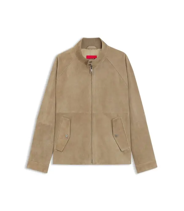 Hugo Suede Regular-fit Jacket - Beige