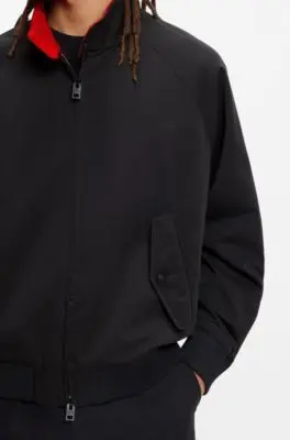 Hugo Twill Bomber Jacket With Stand Collar