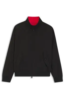 Hugo Twill Bomber Jacket With Stand Collar