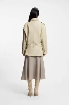 BOSS Leather Short Trench Coat - Light Beige