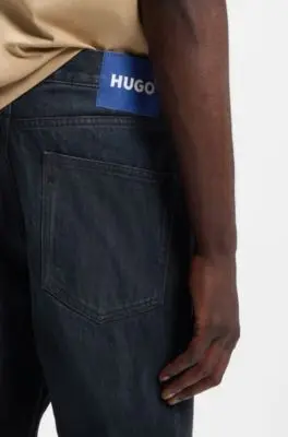 Hugo Regular-fit Jeans In Stonewashed Denim - Dark Blue