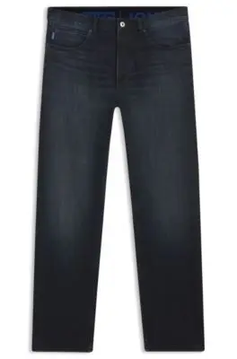 Hugo Regular-fit Jeans In Stonewashed Denim - Dark Blue