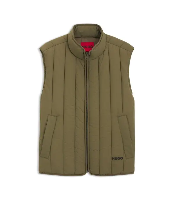 Hugo Lightweight Gilet With Vertical Quilting - Light Green