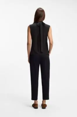 BOSS Regular-fit Tie Neck Blouse