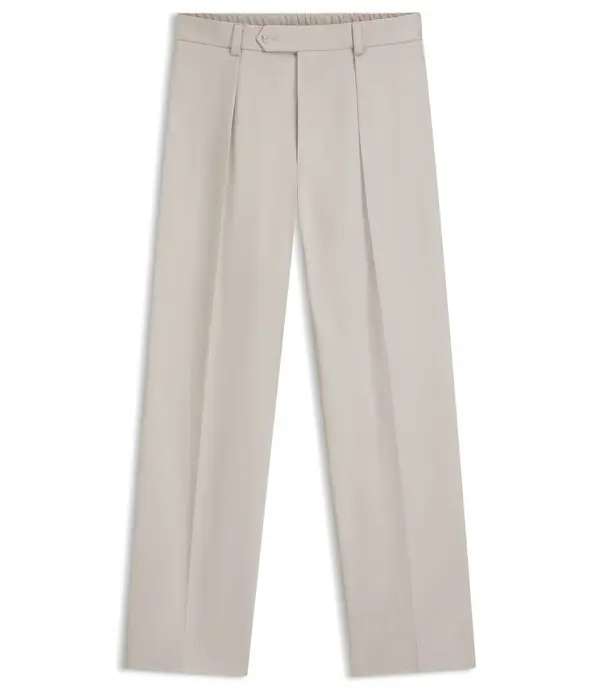 BOSS Beckham X Micro-patterned Trousers In Cotton - Light Beige