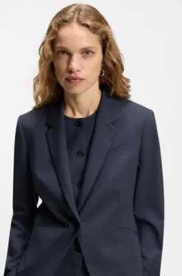 BOSS Slim-fit Blazer In Virgin Wool - Dark Blue