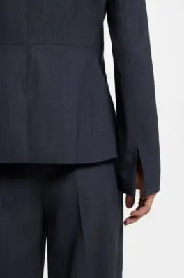 BOSS Slim-fit Blazer In Virgin Wool - Dark Blue