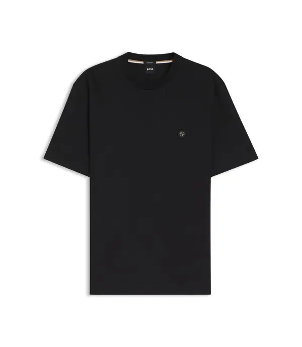 BOSS Cotton T-shirt With Double-b Monogram Badge - Black