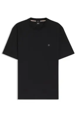 BOSS Cotton T-shirt With Double-b Monogram Badge - Black
