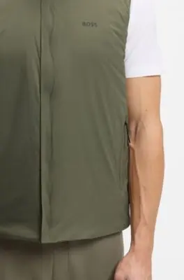 BOSS Logo Gilet With Water-repellent Finish - Khaki