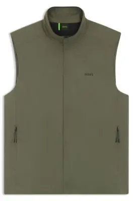 BOSS Logo Gilet With Water-repellent Finish - Khaki