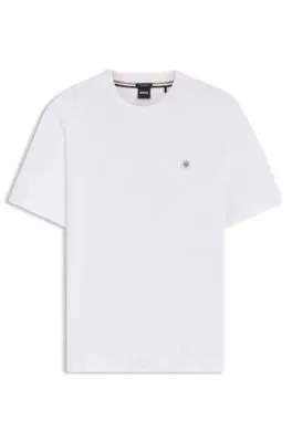 BOSS Cotton T-shirt With Double-b Monogram Badge - White