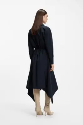 BOSS Cotton-poplin Shirt Dress With Belt - Dark Blue