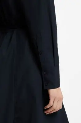 BOSS Cotton-poplin Shirt Dress With Belt - Dark Blue