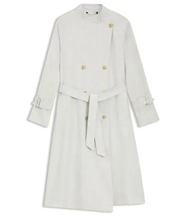 BOSS Belted Double-breasted Coat - Silver