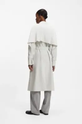 BOSS Belted Double-breasted Coat - Silver
